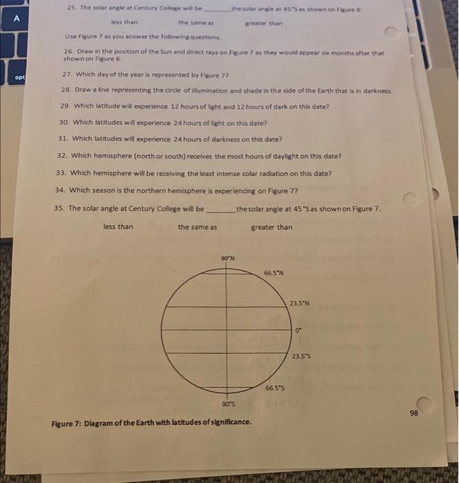 Solved A greater than opt 25. The solar angle at Century | Chegg.com