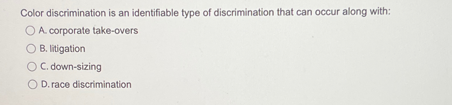 Solved Color discrimination is an identifiable type of | Chegg.com