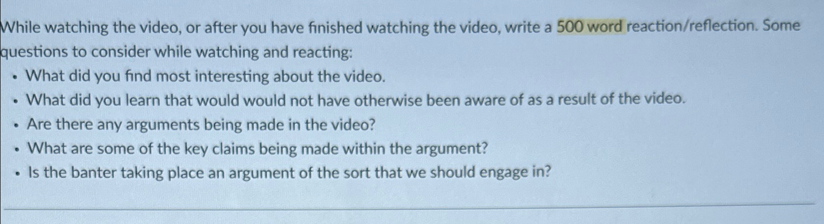 Solved While watching the video, or after you have finished | Chegg.com