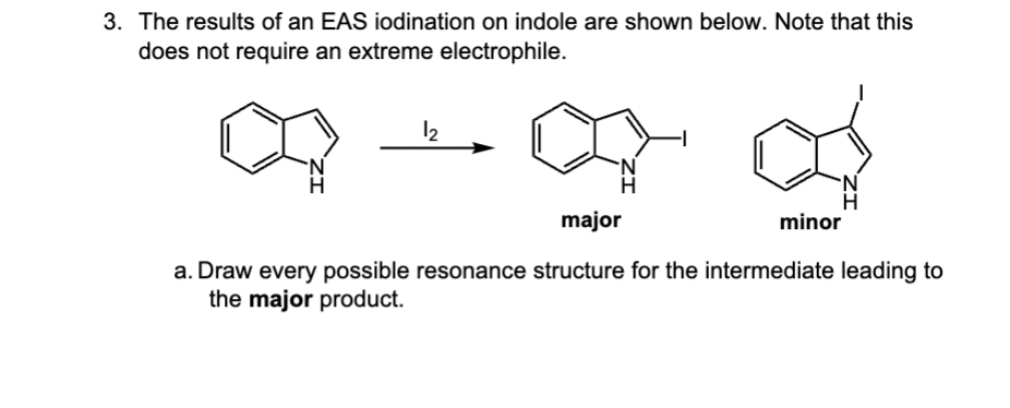Solved The results of an EAS iodination on indole are shown | Chegg.com