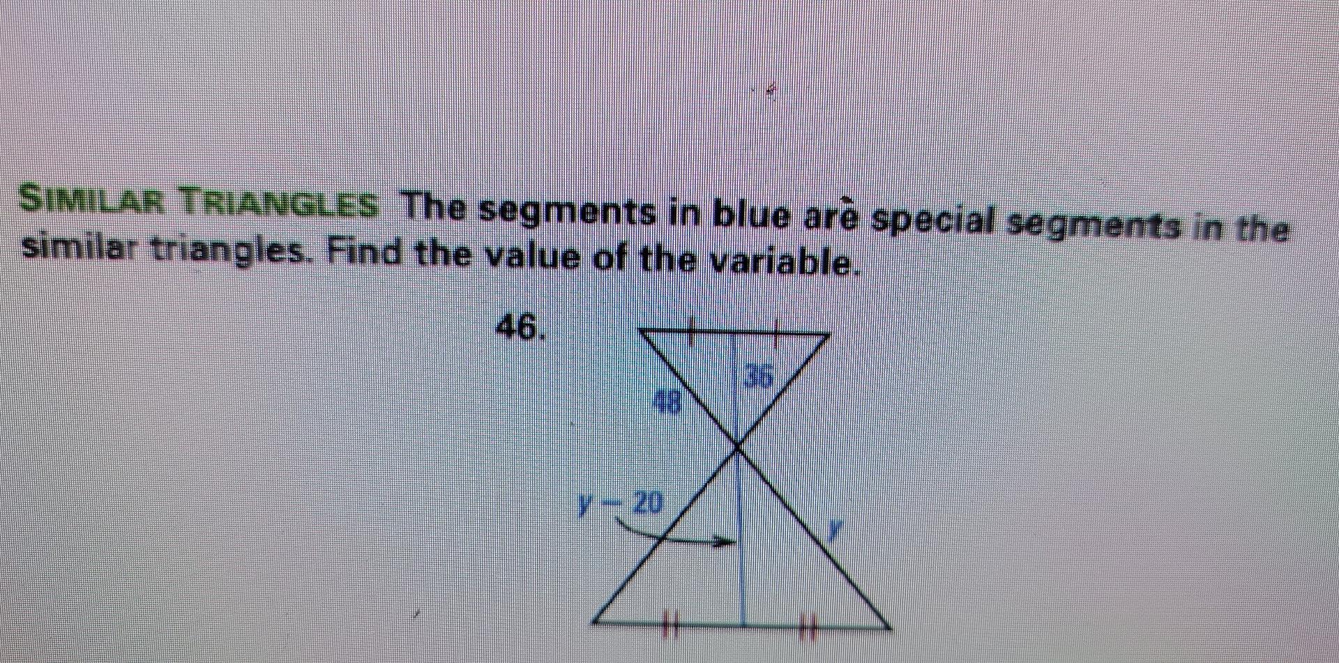 Solved SIMILAR TRIANGLES The segments in blue are special | Chegg.com