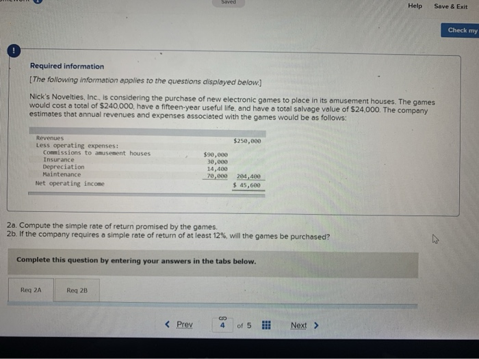 Solved Help Save & Exit Check my Required information (The | Chegg.com