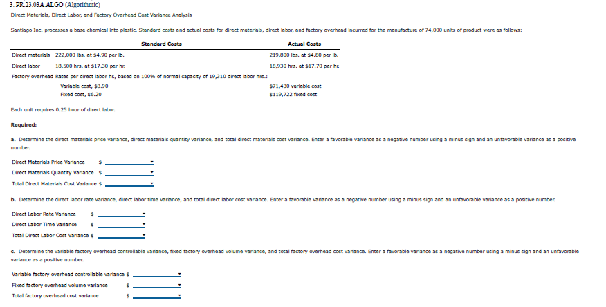 Solved 3.PR.23.03A_ALGO (Algorithmic)Direct Materials, | Chegg.com