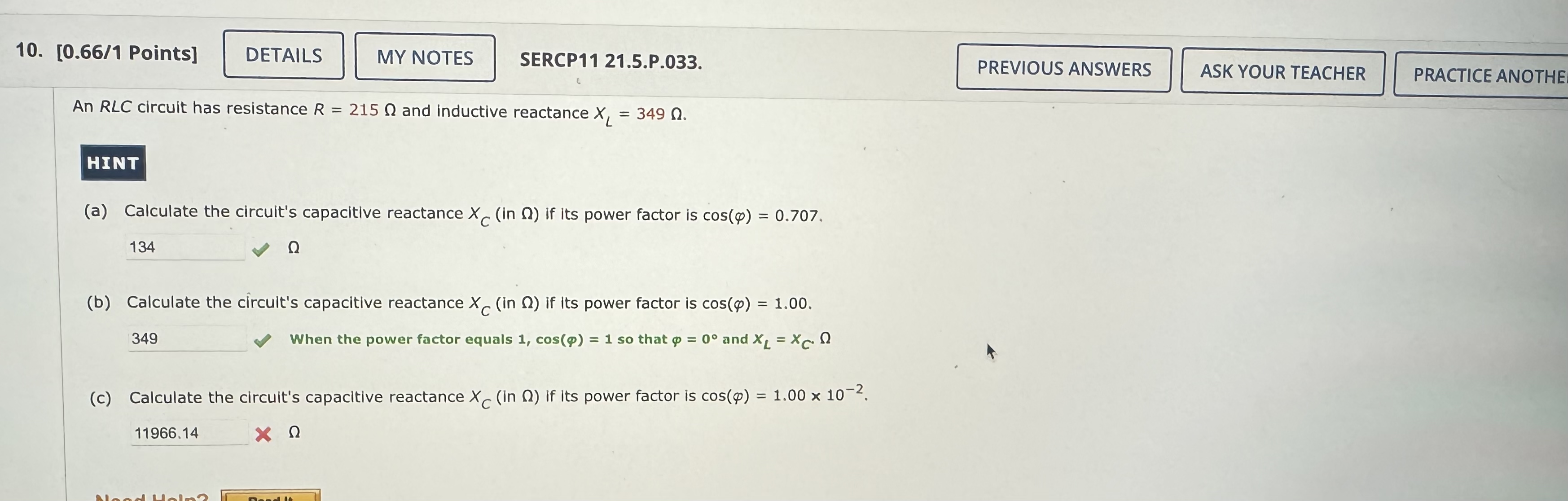 Solved [0.66/1 ﻿Points]SERCP11 21.5.P.033.PRACTICE ANOTHEAn | Chegg.com