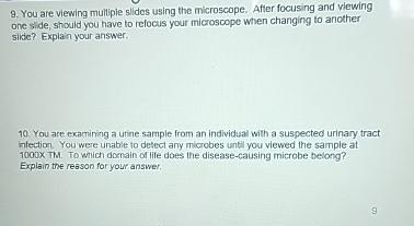 Solved You are viewing multipie slides using the microscope. | Chegg.com