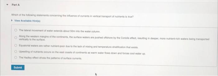 Solved Part A Which of the following statements concerning | Chegg.com