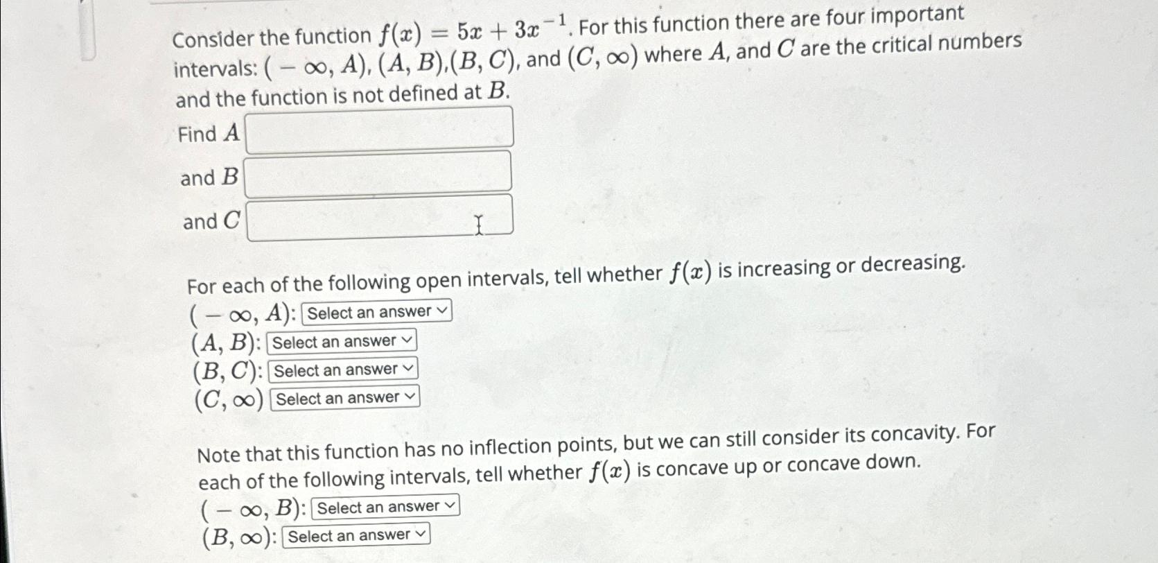 Solved Consider the function f(x)=5x+3x-1. ﻿For this | Chegg.com