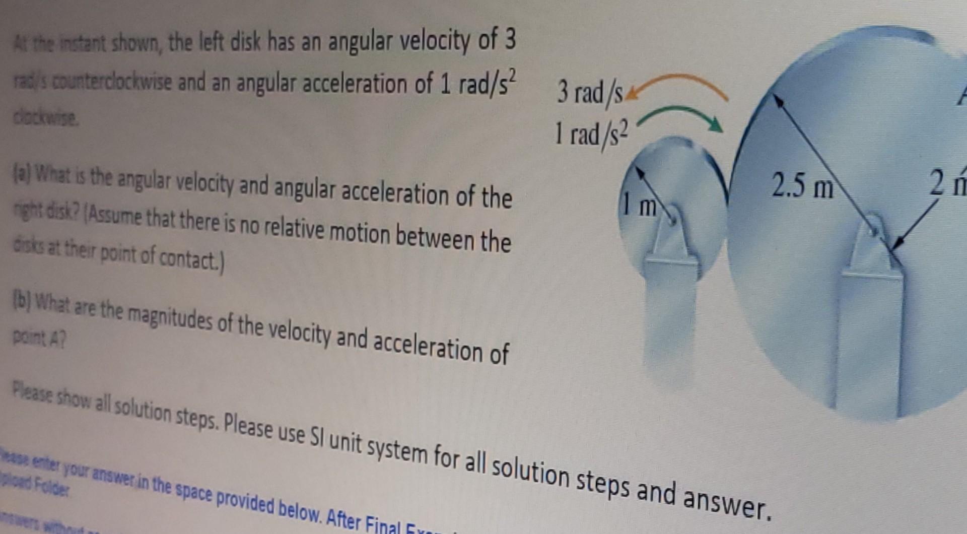 Solved At the instant shown, the left disk has an angular | Chegg.com