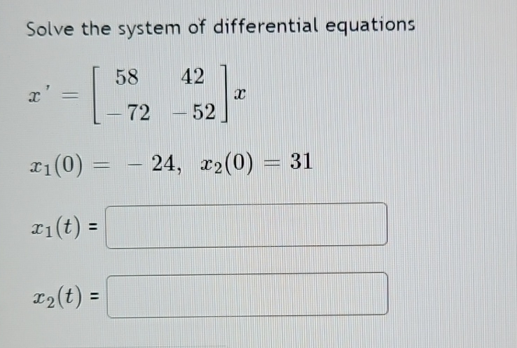 Solved Solve the system of differential | Chegg.com