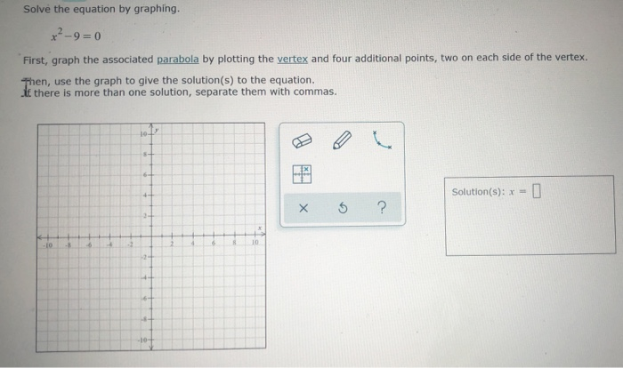 Solved Solve the equation by graphing. x²_9=0 First, graph | Chegg.com
