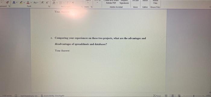 AE1-2: The database in the Microsoft Access file | Chegg.com