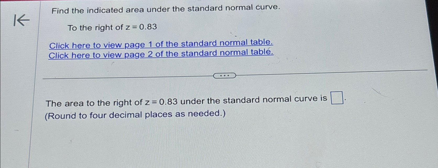 Solved Find the indicated area under the standard normal | Chegg.com