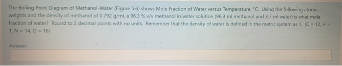 Solved The Boiling Point Diagram of Methanol Water (Figure | Chegg.com
