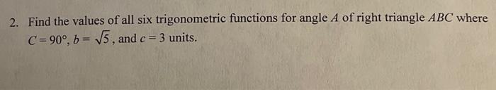 Solved 1. Solve for x :2. Find the values of all six | Chegg.com