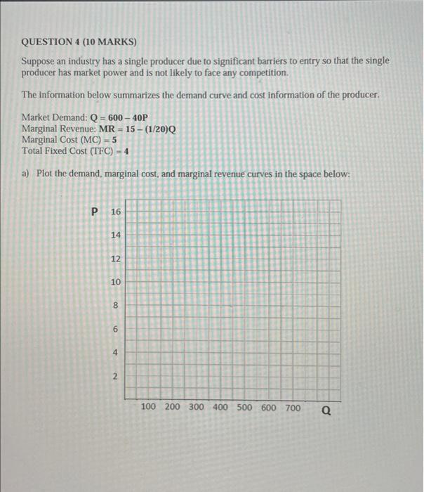 Solved QUESTION 4 (10 MARKS) Suppose an industry has a | Chegg.com Solved QUESTION 4 (10 MARKS) Suppose an industry has a | Chegg.com