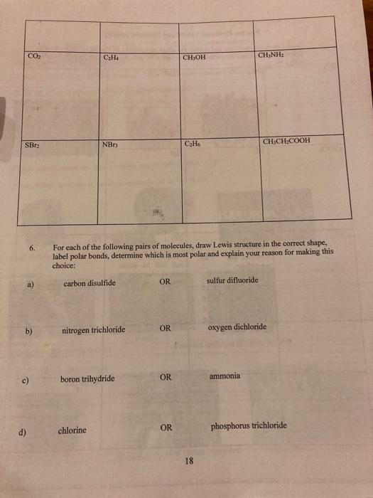Solved 5. Practice Problems: VSEPR and Molecular polarity | Chegg.com