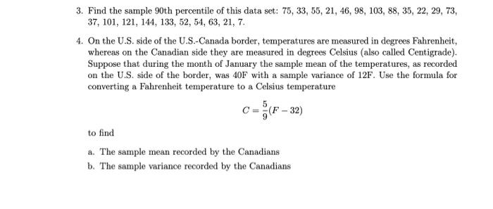 Solved 3. Find the sample 90th percentile of this data set: | Chegg.com