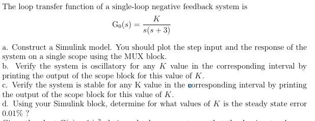 The open loop transfer function of a closed-loop | Chegg.com
