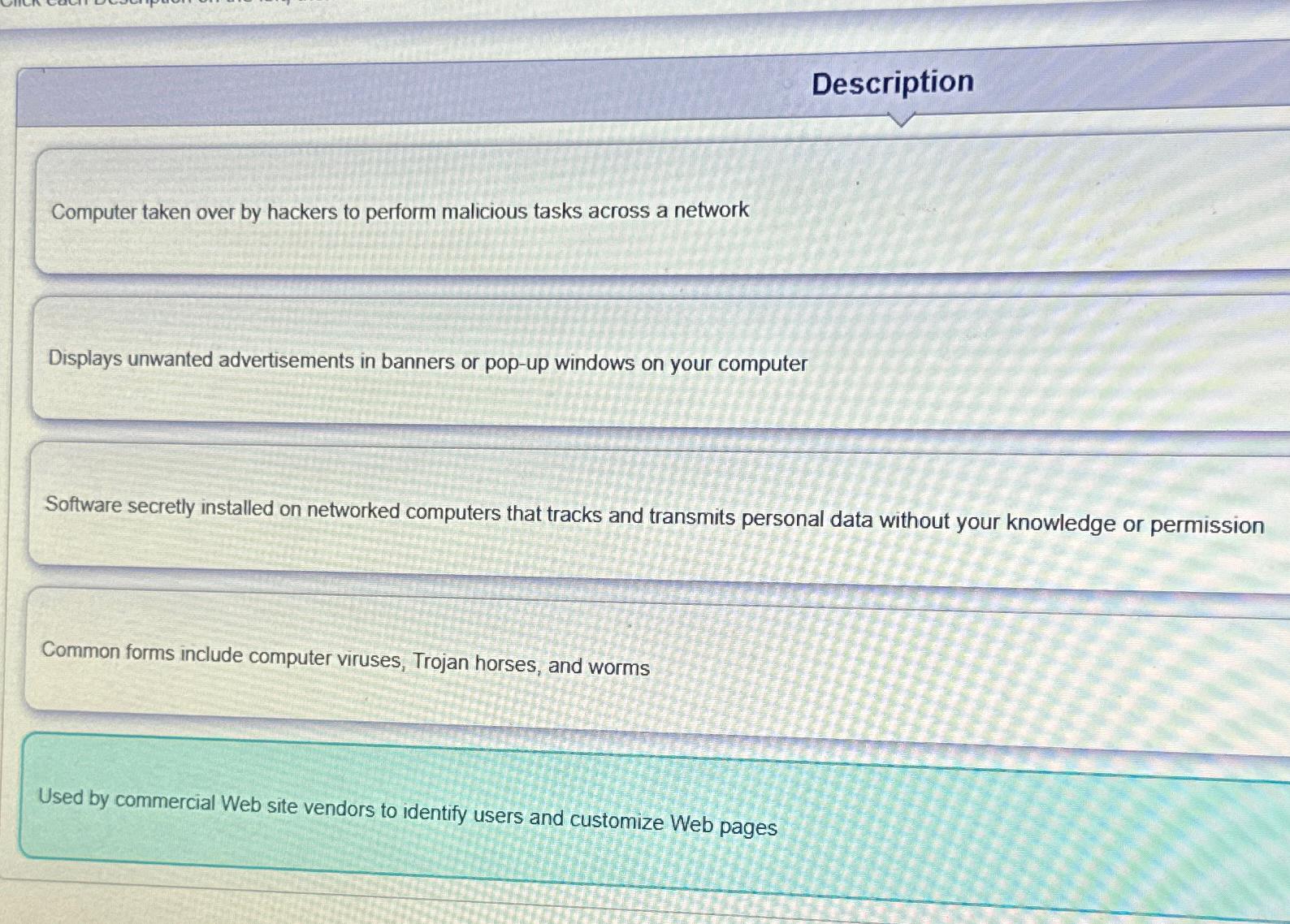 Solved DescriptionComputer taken over by hackers to perform | Chegg.com