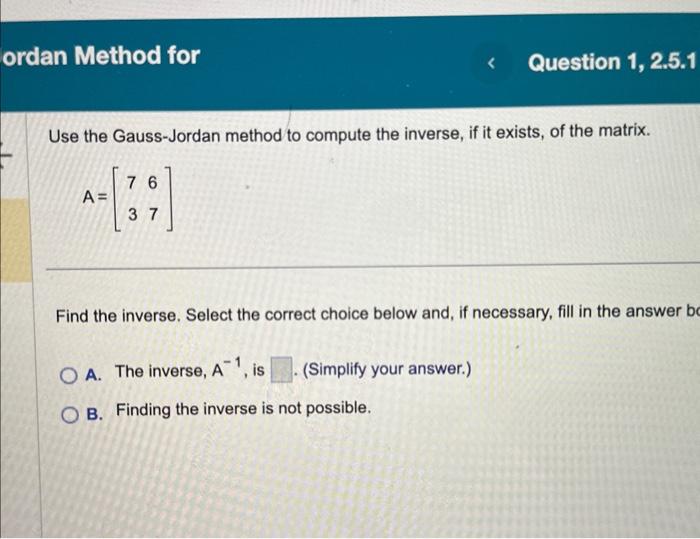 Solved Use the Gauss-Jordan method to compute the inverse, | Chegg.com