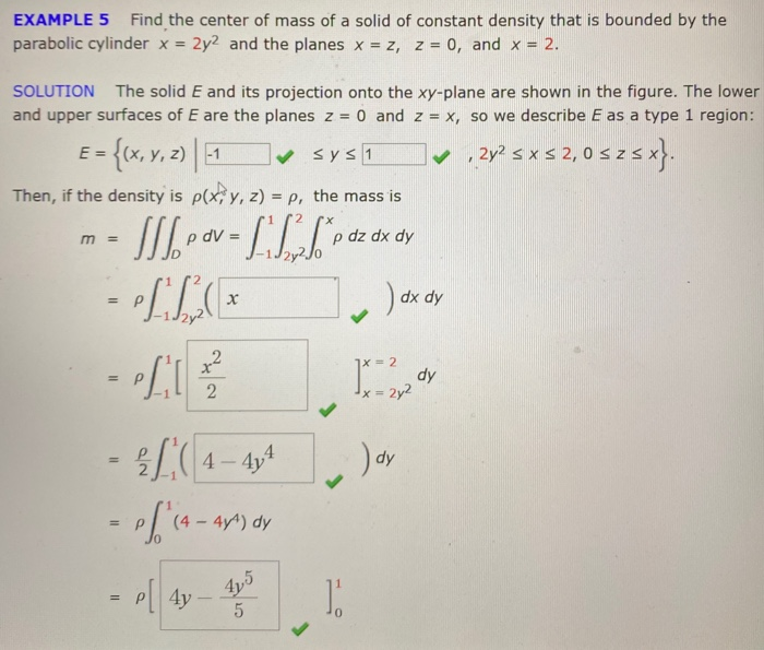 Solved EXAMPLE 5 Find the center of mass of a solid of | Chegg.com