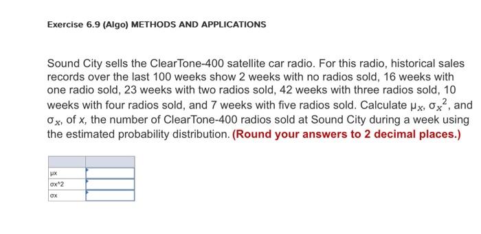 Solved Exercise 6.9 (Algo) METHODS AND APPLICATIONS Sound | Chegg.com