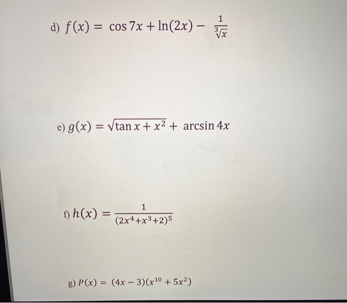 Solved 4) Find the derivatives of the functions. You may use | Chegg.com