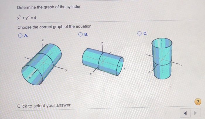 Solved Determine the graph of the cylinder. x² + y² = 4 | Chegg.com