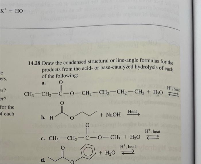 Solved 14.28 Draw the condensed structural or line-angle | Chegg.com