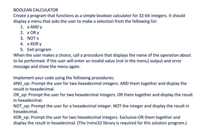 Solved code in assembly language by using irvine liberary, | Chegg.com