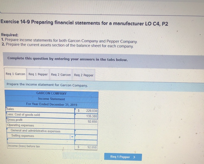 Solved Exercise 14-9 preparing financial statements for a | Chegg.com