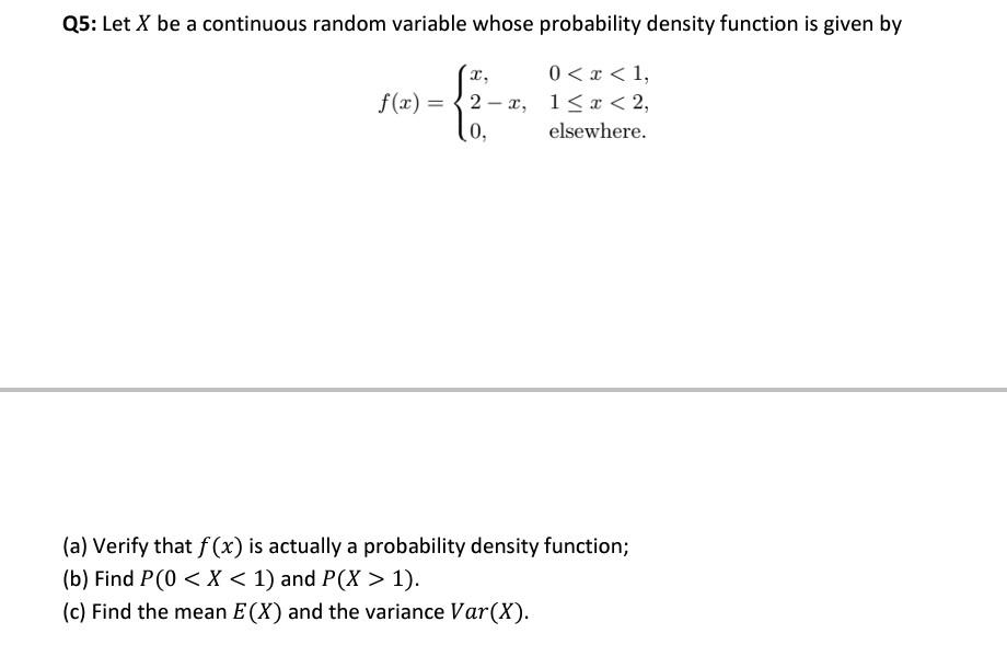 Q4: Let W be a random variable giving the number of | Chegg.com