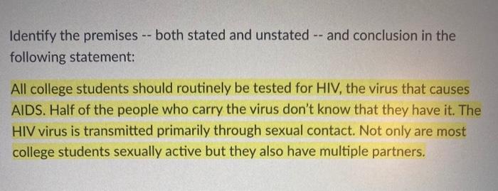 Identify the premises − both stated and unstated − | Chegg.com