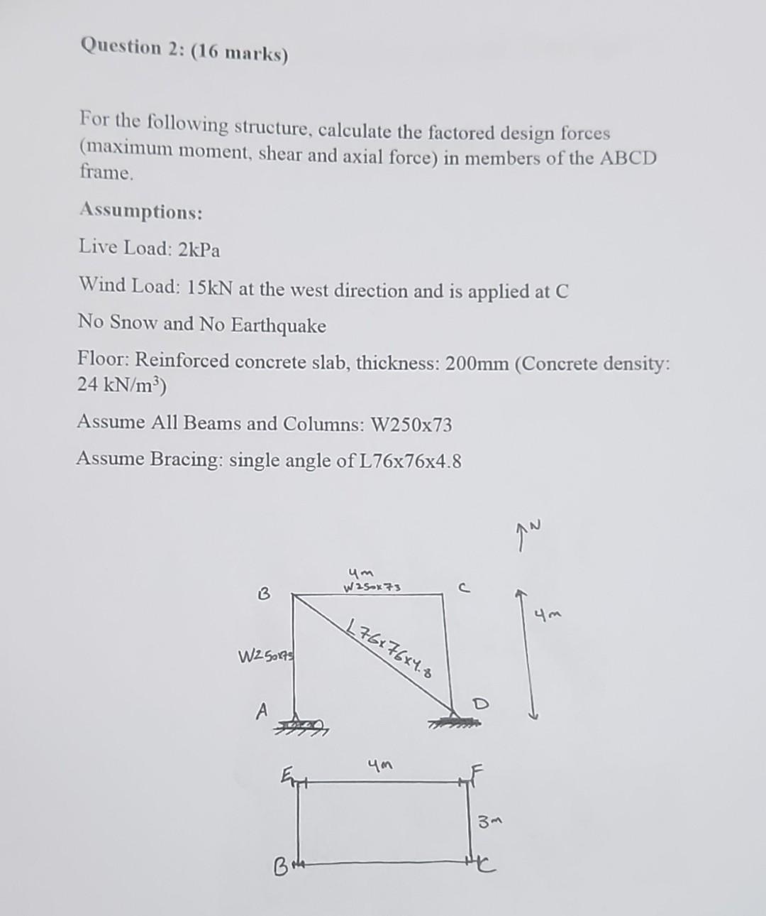 Solved Question 2: (16 marks) For the following structure, | Chegg.com