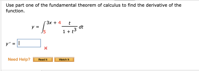 Solved Use part one of the fundamental theorem of calculus | Chegg.com