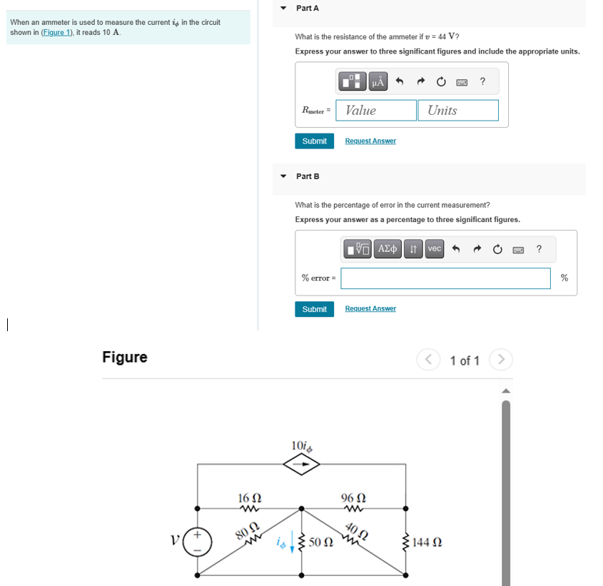 Solved Part AWhen an ammeter is used to measure the current | Chegg.com