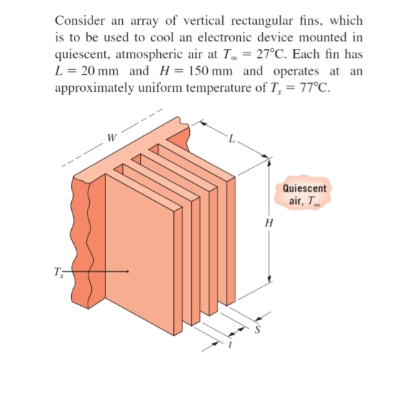 Solved Consider an array of vertical rectangular fins, which | Chegg.com