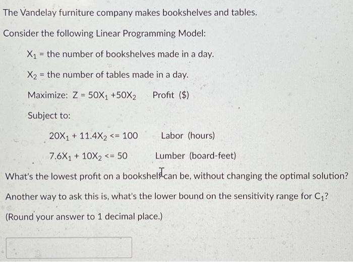 Solved The Vandelay furniture company makes bookshelves and | Chegg.com