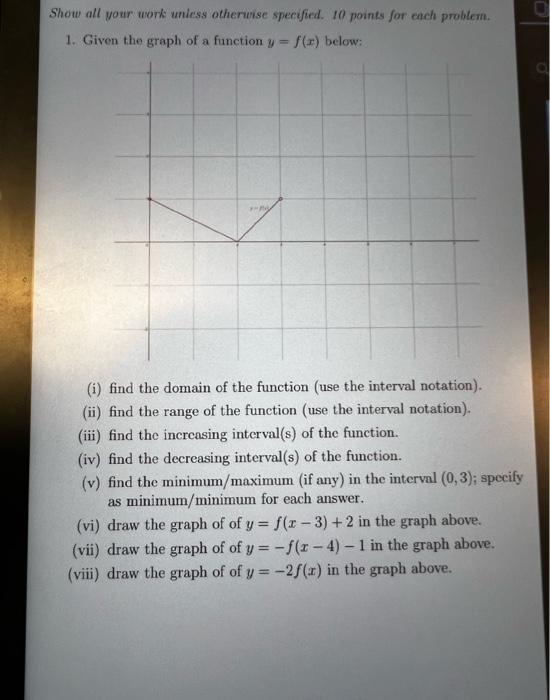 Solved Show all your work uniess otherwise specified. 10 | Chegg.com