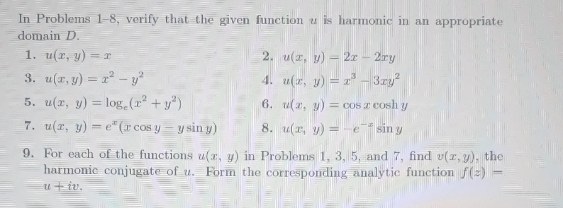 Solved In Problems 1-8, verify that the given function u is | Chegg.com