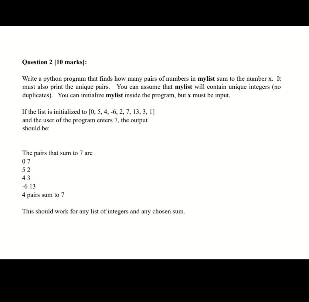 Solved Write a python program that finds how many pairs of | Chegg.com