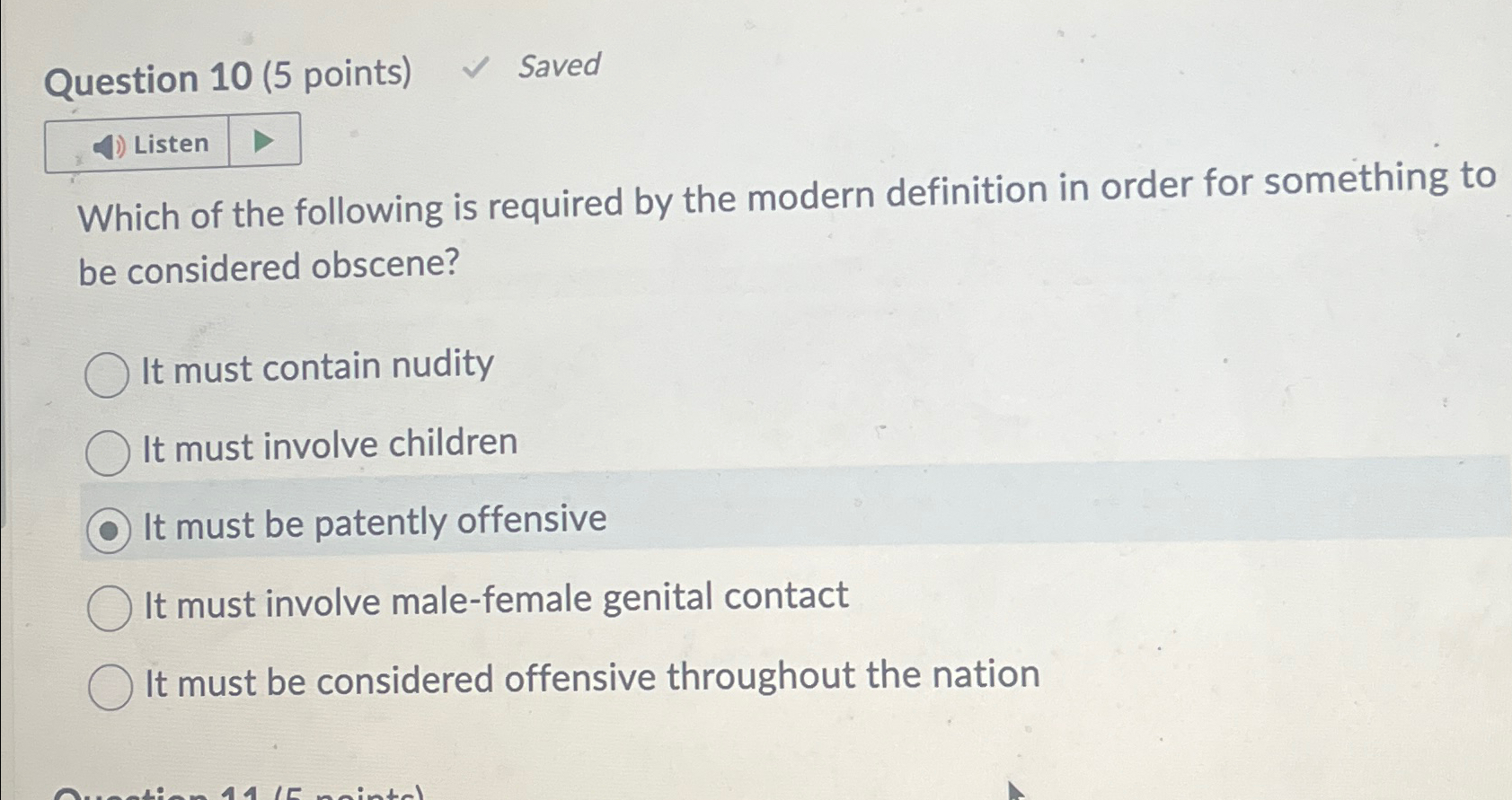 Solved Question 10 (5 ﻿points) ﻿SavedListenWhich of the | Chegg.com