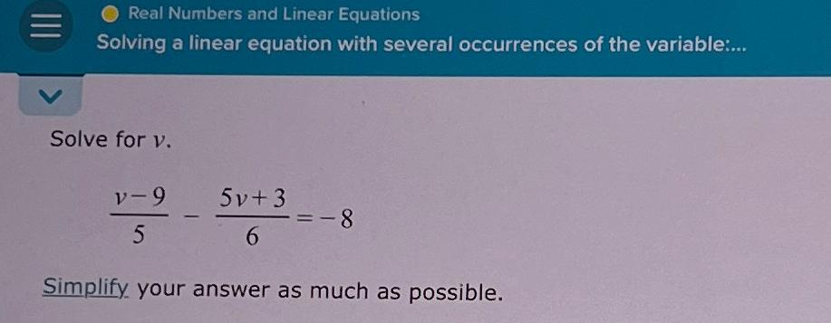 Solved Real Numbers and Linear EquationsSolving a linear | Chegg.com