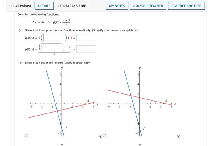 Solved Consider The Following Functions F X 4x 5g X 4x−5