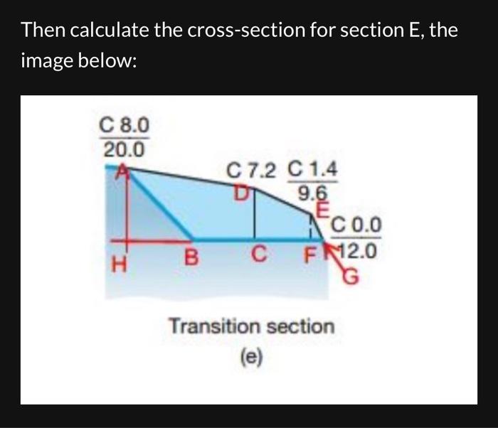Solved Then calculate the cross-section for section E, the | Chegg.com