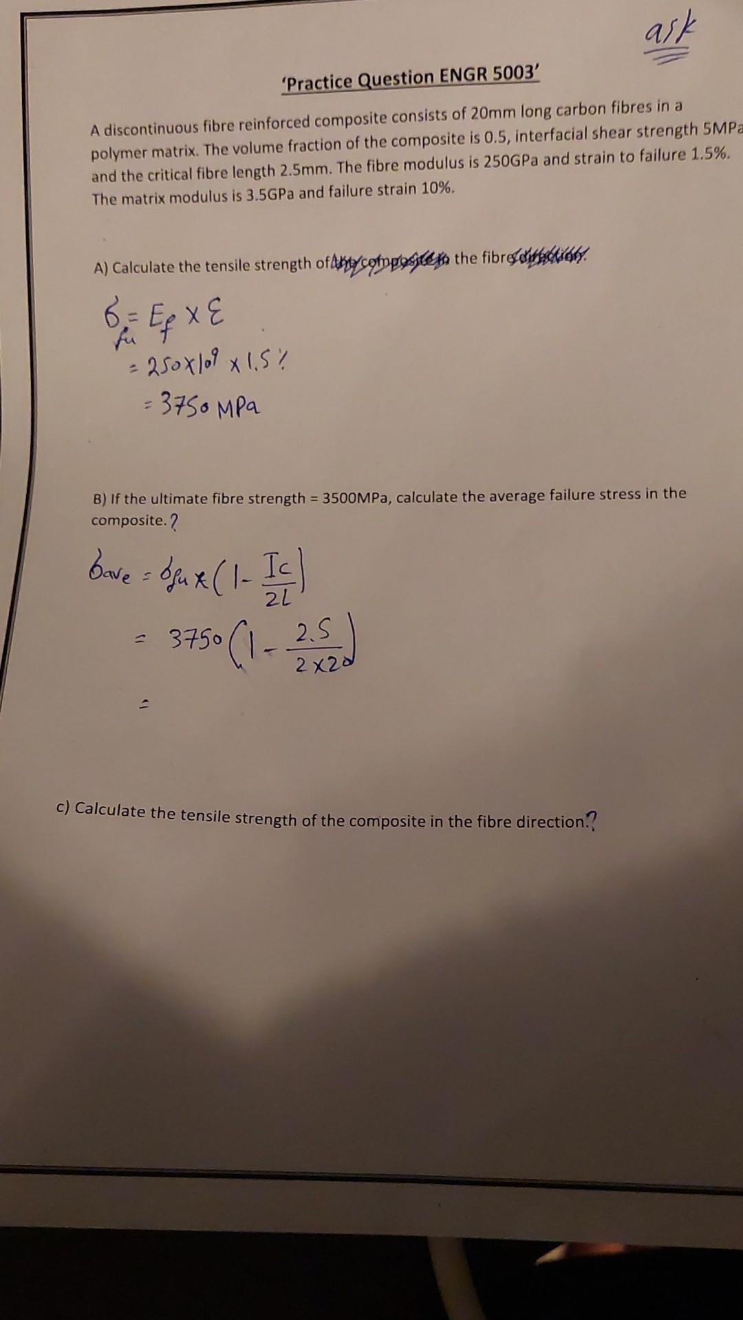 Solved A discontinuous fibre reinforced composite consists | Chegg.com