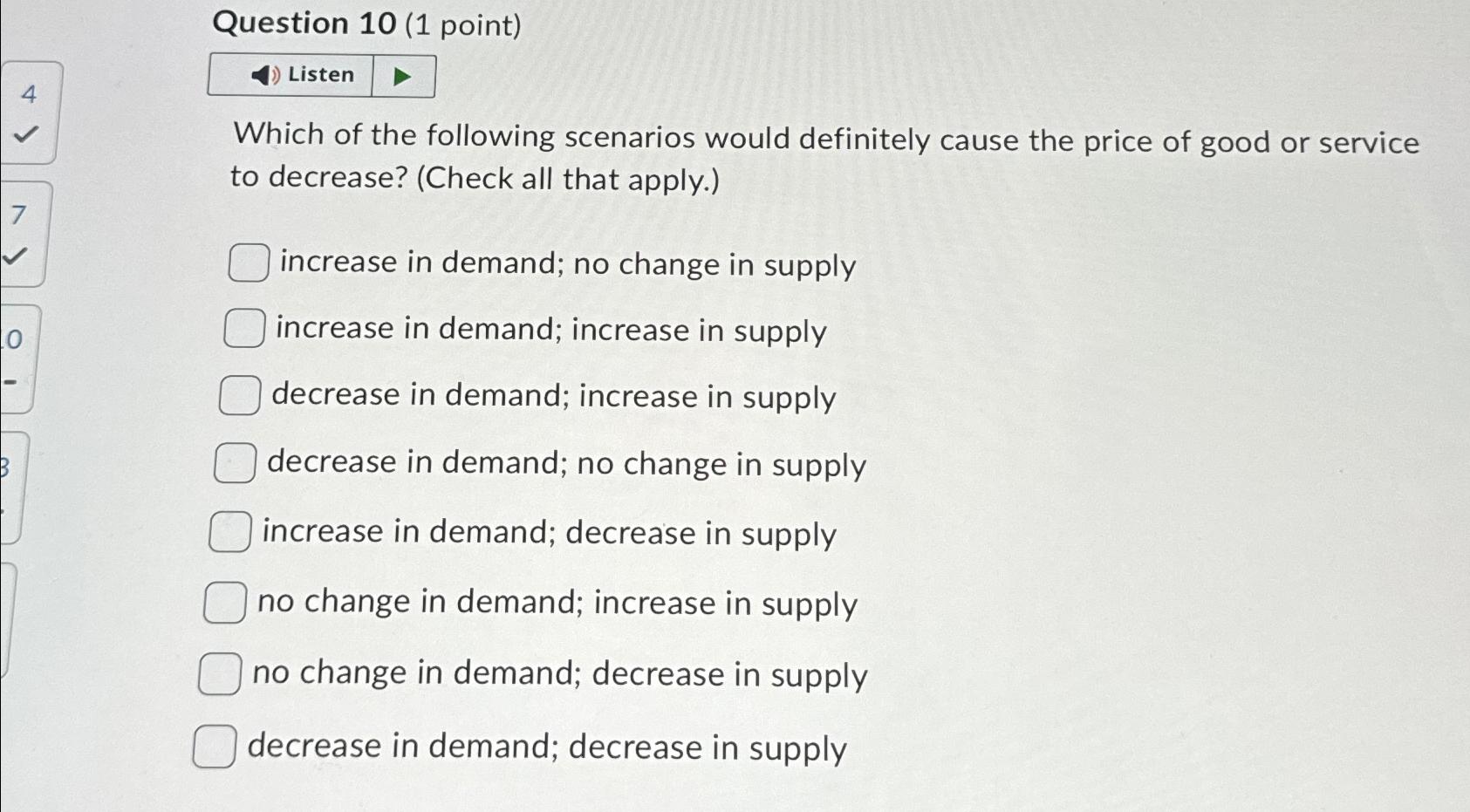 Solved Question 10 (1 ﻿point)ListenWhich of the following | Chegg.com