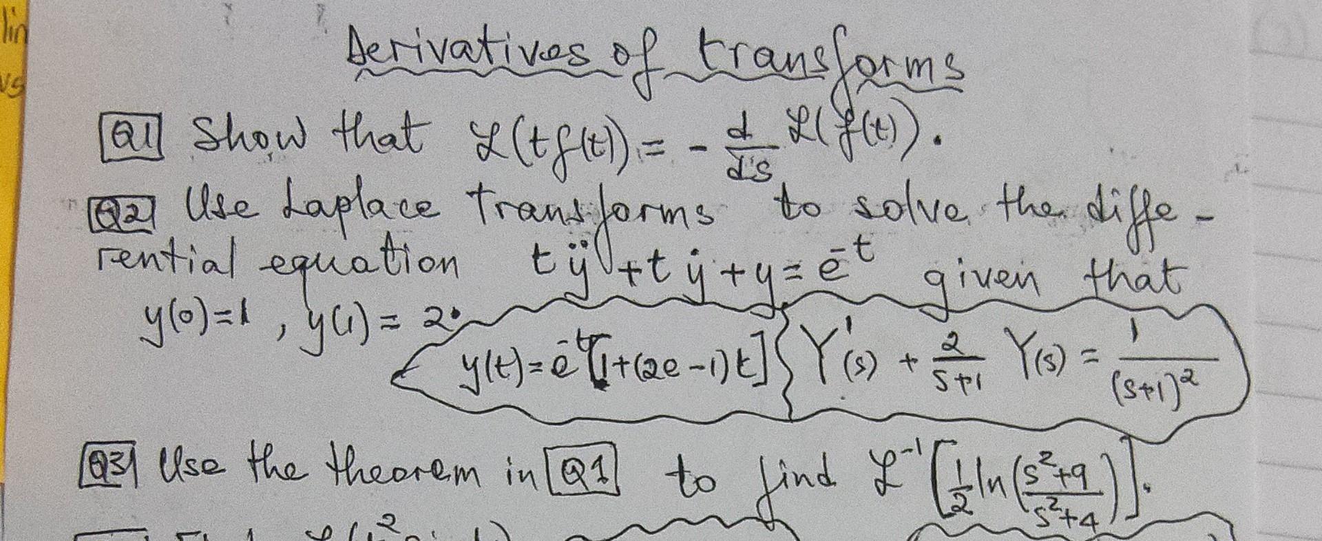 Solved Derivatives of trans forms Qi) Show that | Chegg.com