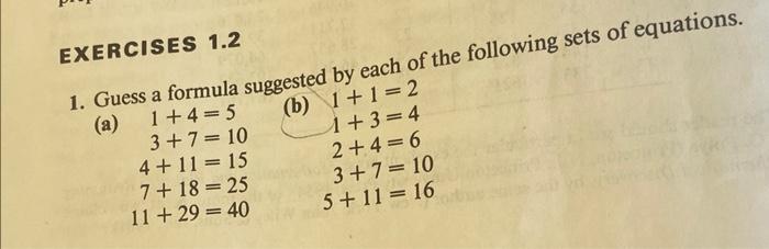 Solved EXERCISES 1.2 1. Guess a formula suggested by each of | Chegg.com