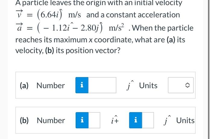 Solved A particle leaves the origin with an initial velocity | Chegg.com